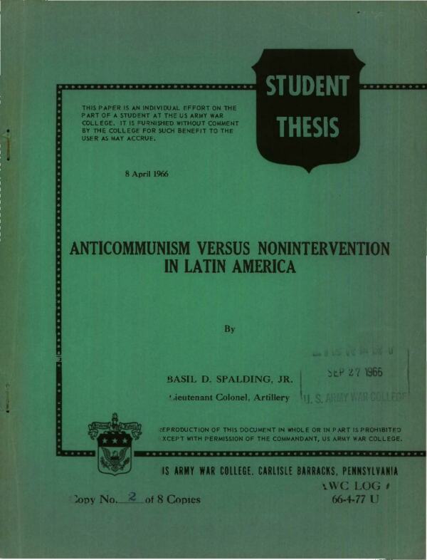 Tesis - Anticommunism versus nonintervention in Latin America - Memoria ...